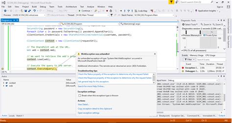 System Net WebException Occurred In Microsoft SharePoint Client Dll SharePoint Stack Exchange