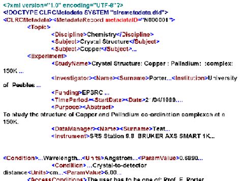 Example Of Xml Representation Of Metadata Model Download Scientific