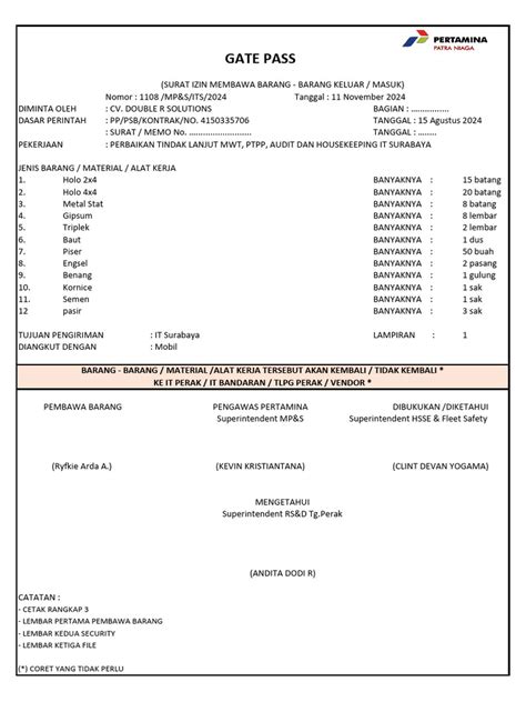 Gatepass Material Pdf