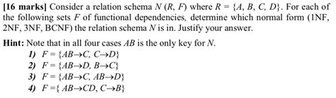 Solved Marks Consider A Relation Schema N R F Where Chegg