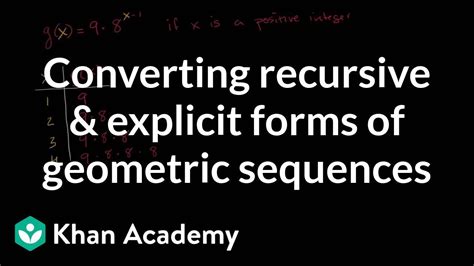 Converting An Explicit Formula Of A Geometric Sequence To A Recursive Formula Khan Academy