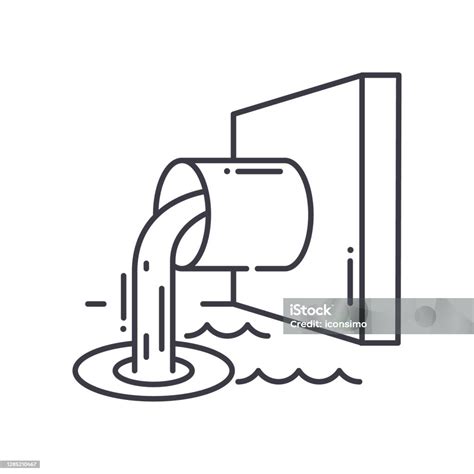 하수 파이프 아이콘 선형 절연 일러스트레이션 얇은 선 벡터 웹 디자인 기호 흰색 배경에 편집 가능한 스트로크가 있는 개요 개념 기호 하수관에 대한 스톡 벡터 아트 및 기타