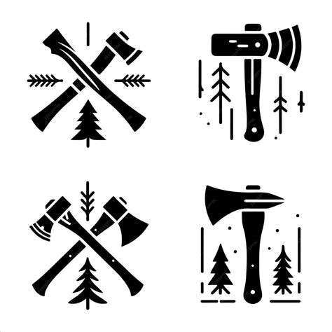 Vector Mínimo Colecção De Vetor De Silhueta De Machado Vetor Premium