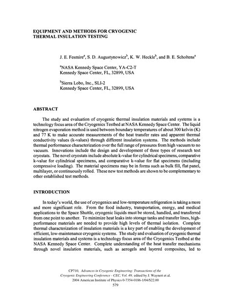 Pdf Equipment And Methods For Cryogenic Thermal Insulation Testing