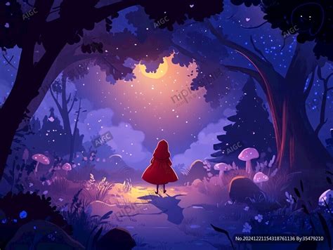 Ai创作图小红帽与大灰狼插画 森林里的小女孩插画 梦幻森林插画 童话风插画 黄昏场景插画 秘密树屋插画 手绘儿插森林 梦幻场景插画 森林帐篷女孩插画 插画临摹 风景场景插画 奇幻森林插画 美好