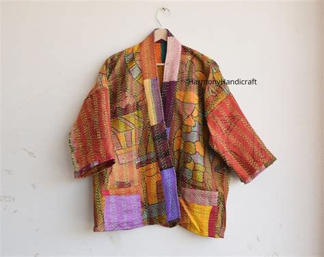 Reversible Silk Kantha Kimono Silk Kantha Jacket Indian Handmade