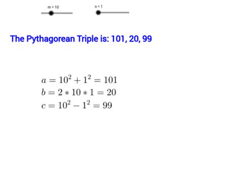 Pythagorean Triple Generator GeoGebra