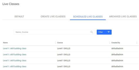 Edit A Live Class Admin