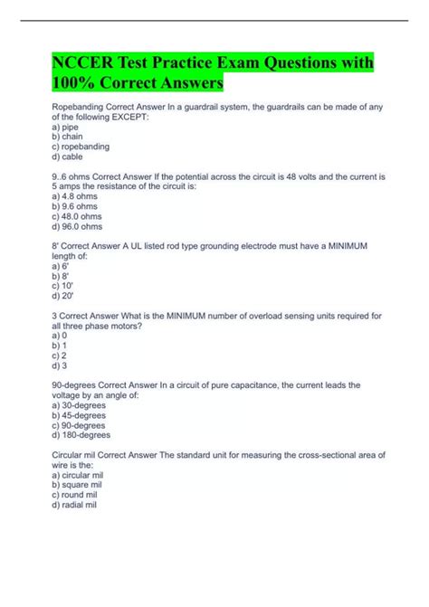 NCCER Test Practice Exam Questions With 100 Correct Answers NCCER