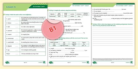 Esl Curriculum Level 9 Lesson 6 Activity Sheet Twinkl
