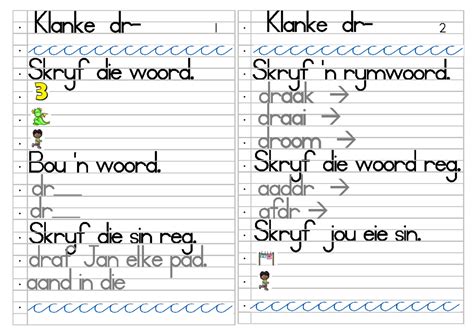 Dr Aktiwiteite Na Klanke Klanke Dr 2 Skryf Die Woord Rymwoord 3