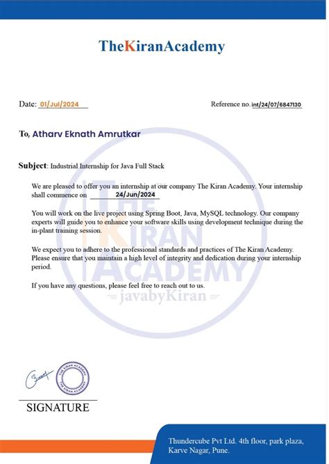 Atharv Amrutkar On Linkedin Internship