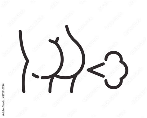 Cartoon Male Ass And Near Farting Cloud Ass And Fart Icon Vector