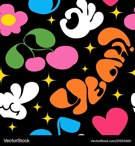 Naive Playful Cartoon Seamless Pattern Royalty Free Vector