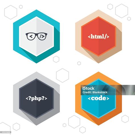 Programmer Coder Glasses Html Markup Language Stock Illustration