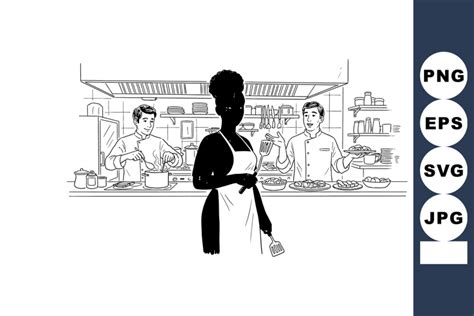 Chef Kitchen Scene With Diverse Cooks Preparing Food And Wai