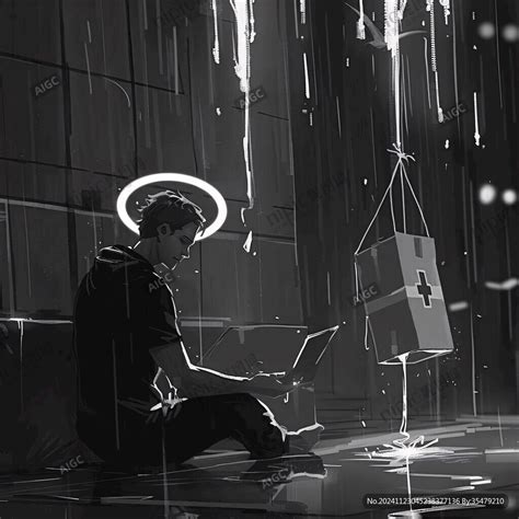 Ai创作图孤独感插画 氛围感插画 科技男插画 唯美男生插画 孤独的灵魂插画 黑暗中寻找希望 科幻题材插画 被闪电击中物品的圣葬 光柱从天而降 暗处的一道光 插画画插画 漏下的一道光 微光插画