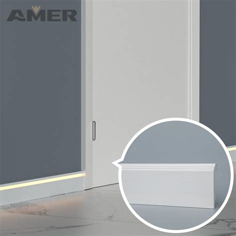 Ps Skirting Board Foam Extrusion Line Polystyrene Baseboard Install Wall Modern White With Led