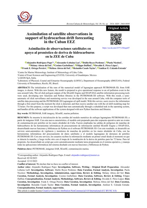 Pdf Assimilation Of Satellite Observations In Support Of Hydrocarbon Drift Forecasting In The