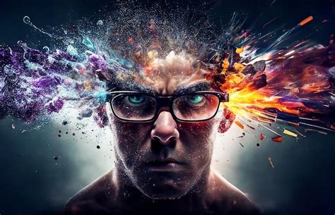 Premium AI Image Brainstorm Brain Explosion A Man S Head Against A Dark Background