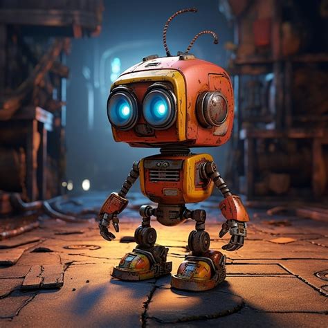 Premium Ai Image 3d Small Rust Robot