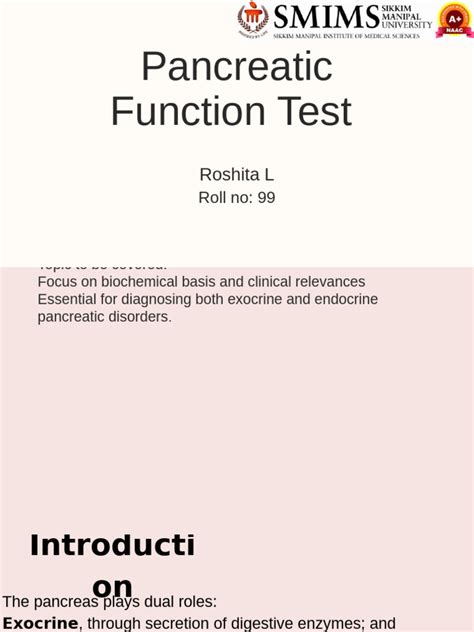 Pancreatic Function Test Pdf Pancreas Glands