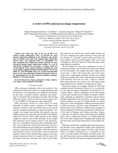 pdf a review of dna microarray image compression