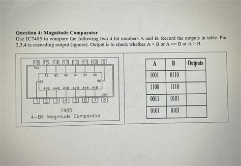 Solved Question 4 Magnitude Comparator Use Ic 7485 To
