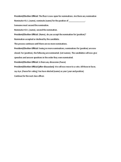 Class Election Script Pdf