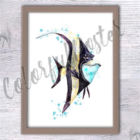 Gill Finding Nemo Gill Nemo Print Nemo Friend Fish Tank Escape Nursery Art Gill Watercolor