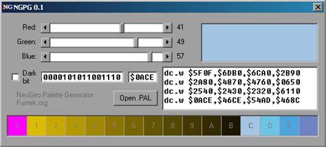 Neogeo Palette Generator NeoGeo Development Wiki