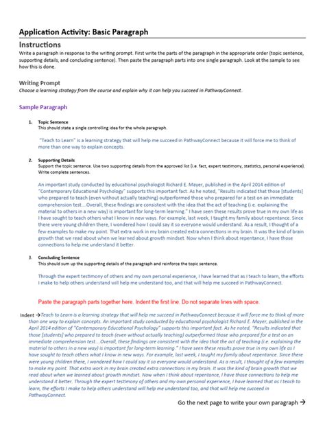 Pc101 Application Activity Basicparagraph Pdf Paragraph