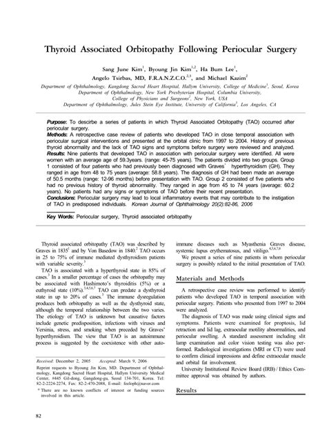 Pdf Thyroid Associated Orbitopathy Following Periocular Surgery