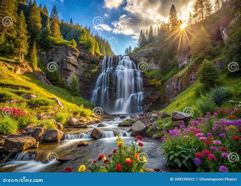 Stunning Waterfall Cascading Through Lush Rainforest A Breathtaking