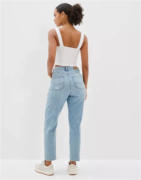 Ae Stretch Ripped Curvy Mom Jean American Eagle