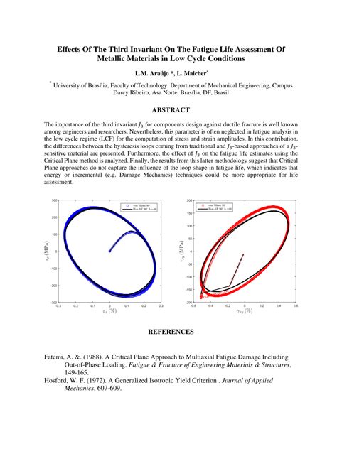 Pdf Effects Of The Third Invariant On The Fatigue Life Assessment Of Metallic Materials In Low