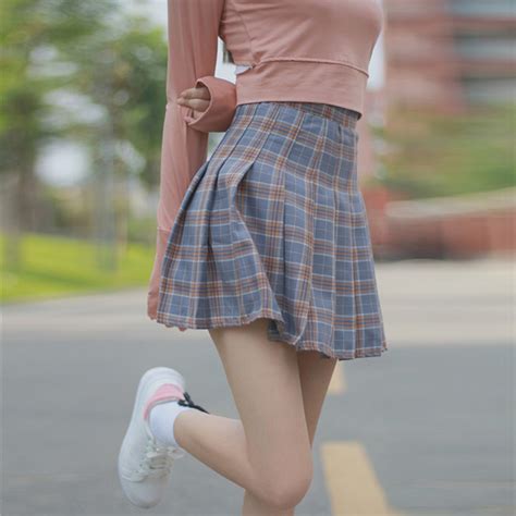 Koreas Sweet Grid Pleated Skirt Skirts · Women Fashion · Online Store