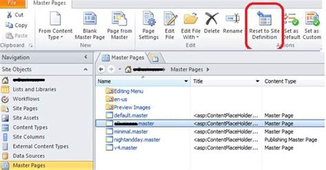 How To Roll Back Changes Made In A Custom Master Page By SharePoint