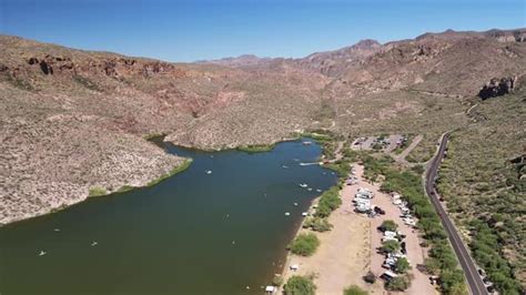 Canyon Lake In Tortilla Flat Az Near Phoenix Arizona Buildings Stock