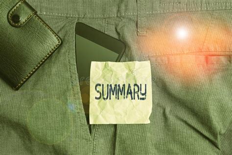 Handwriting Text Writing Summary Concept Meaning Brief Statement Or Account Of Main Points Of