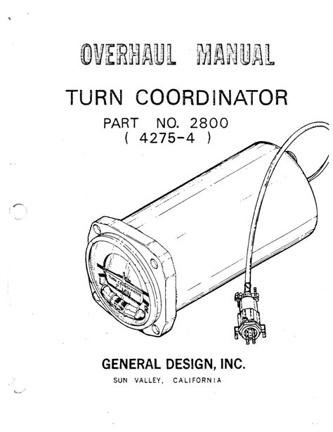 General Design Turn Coordinator Part No 2800 4275 4 Overhaul Manual