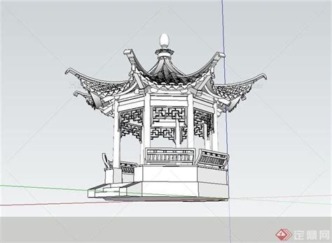 八角亭手绘 八角楼简笔画 八角亭手绘效果图 大山谷图库