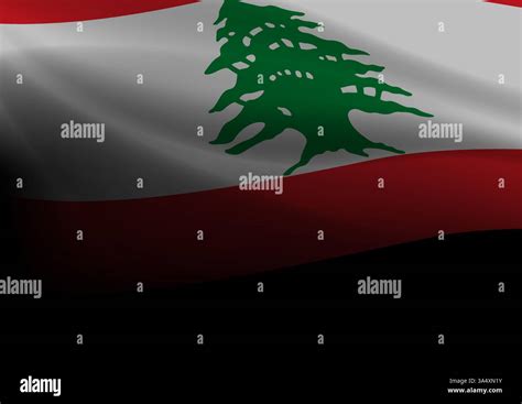Lebanese Flag Flies Majestically On A Black Background Stock Vector