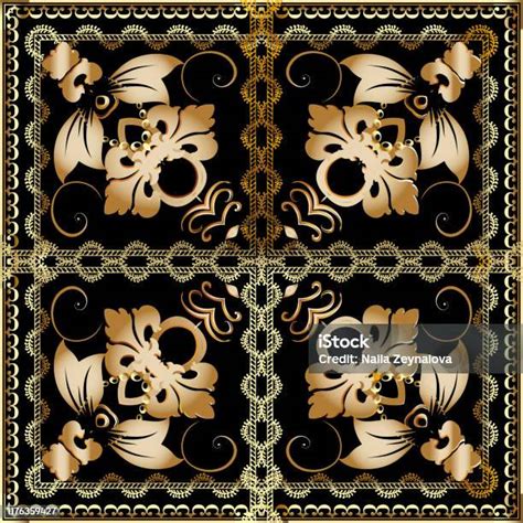 바로크 체크 무늬 표면 벡터 원활한 패턴입니다 꽃 잎 사각형 프레임 줄무늬와 꽃 빈티지 장식 고급 오래 된 스타일 배경입니다 다마스커 반복 배경 기하학적 화려한 디자인 0