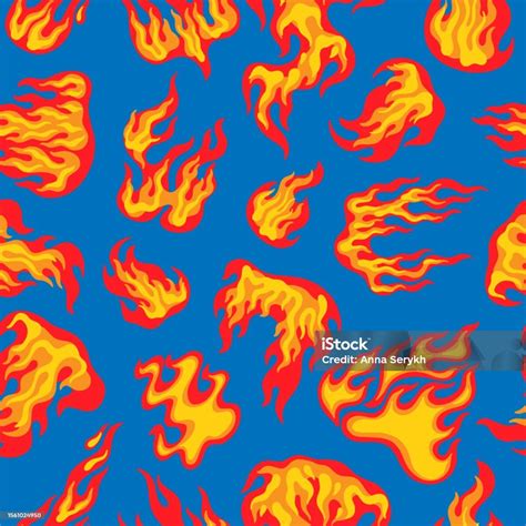 Pola Panas Api Api Biru Merah Kartun Neraka Atau Suhu Panas Wallpaper