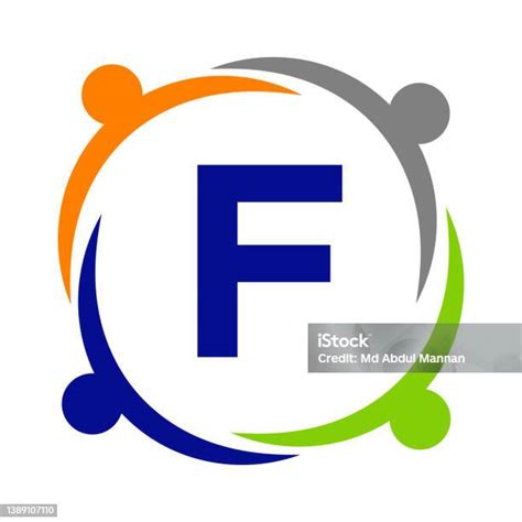 F 레터 템플릿으로 Unity 팀 워크 로고 디자인 자선 로고 템플릿 초기 유니티 파운데이션 휴먼 로고 사인 Charitable