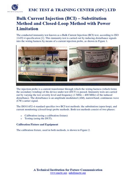 Bulk Current Injection For Automotive Product Tests Pdf Calibration Electromagnetic