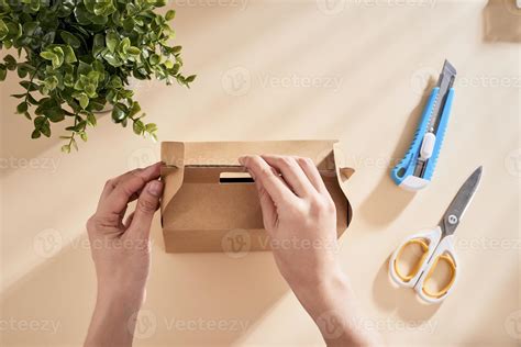 Making A Gift Box DIY Concept Step By Step Photo Instruction Stock Photo At Vecteezy