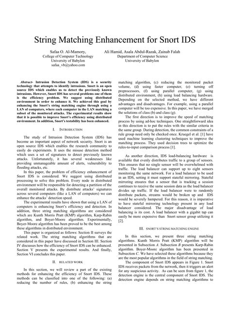 Pdf String Matching Enhancement For Snort Ids