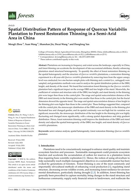 Pdf Spatial Distribution Pattern Of Response Of Quercus Variabilis